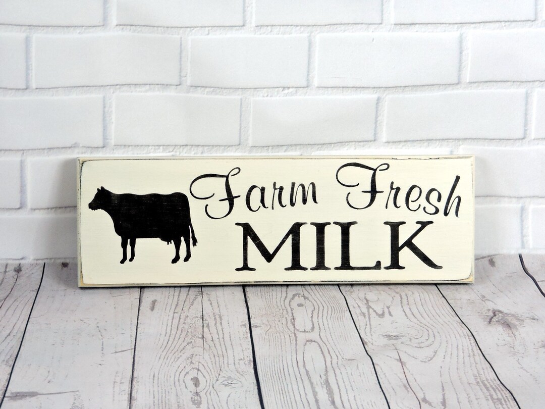 Farm Fresh Milk - Primitive Country Painted Wall Sign, Farm Sign, Milk ...