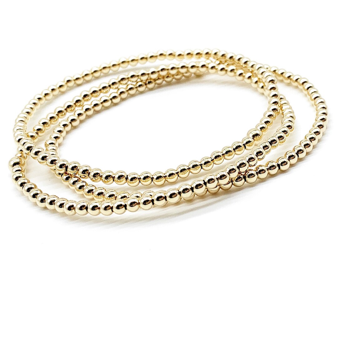 Dainty Gold Bracelets Set Minimalist Bracelet Tarnish Resistant Beaded Bracelet Gold Beaded Ball ...