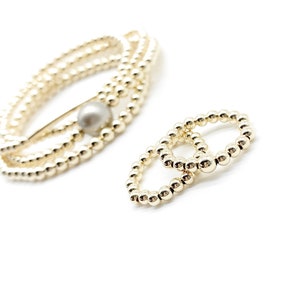 Gold Beaded Stretch Ring, Gold Beaded Ring, Stretch Stacking Ring, Gold ...