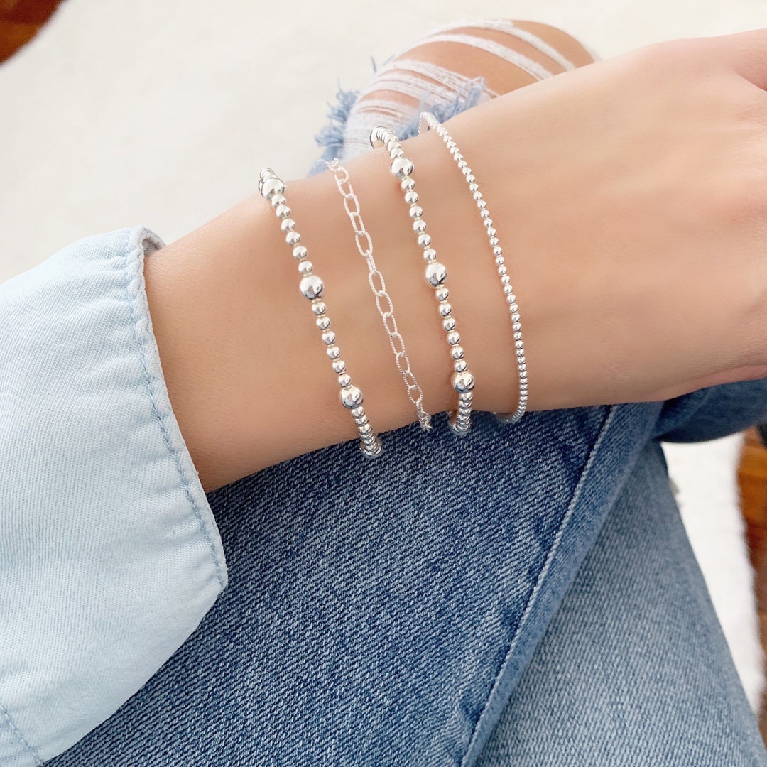 Silver Dainty Bracelet Minimalist Silver Bracelet Sterling Silver ...