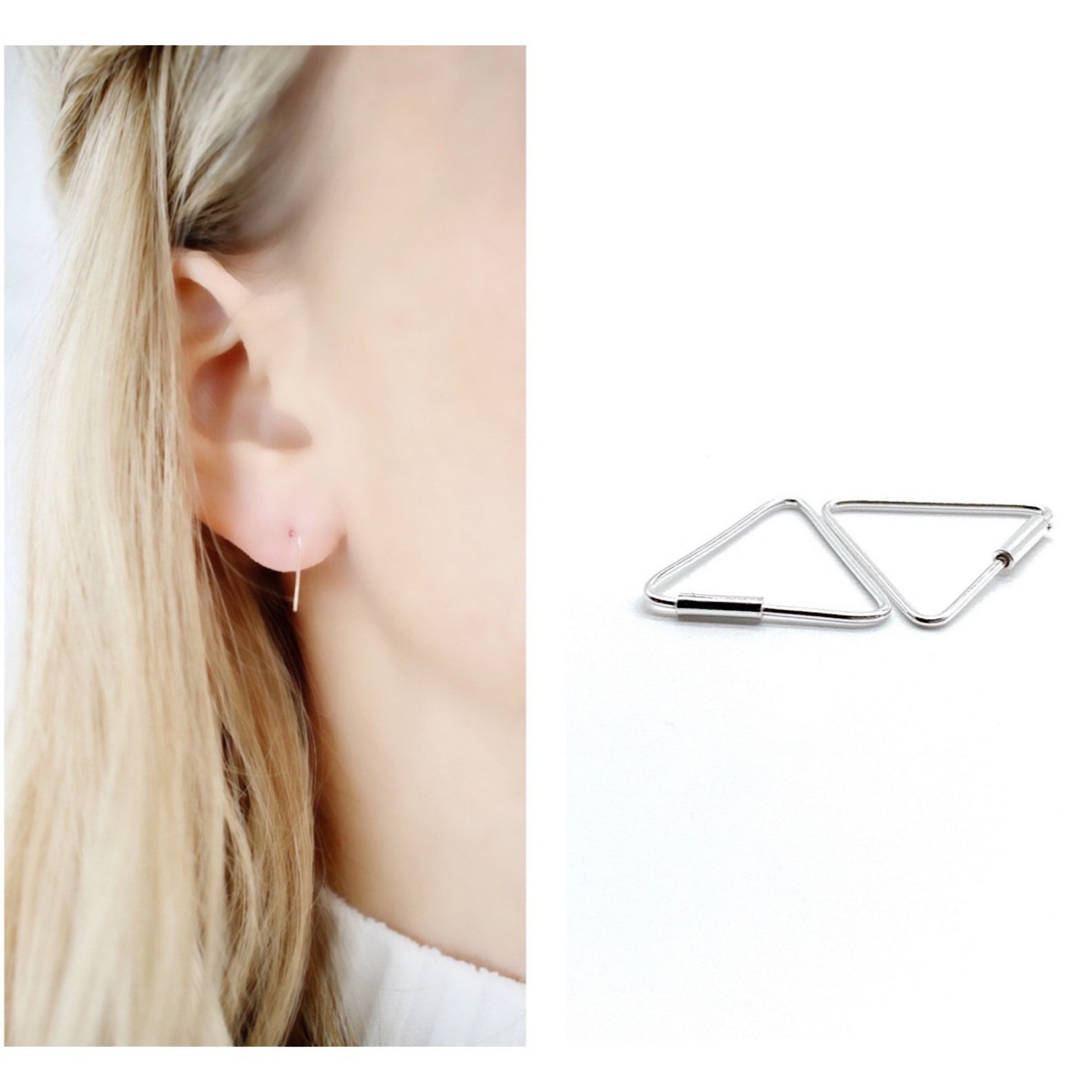 Small Silver Hoop Earrings, Tiny Hoops, Thin Silver Hoops, Geometric ...