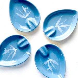 4 Pc California Winfield Blue Bamboo Ashtray Set, FOUR Blue Malibu ...