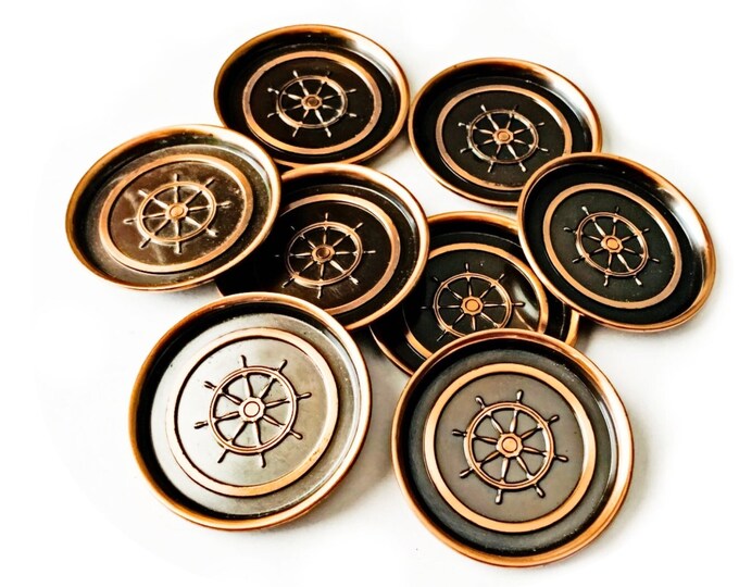 Ships Wheel Coaster Set, 8 Coasters, Vintage Hyde Park Coasters, Bronze ...