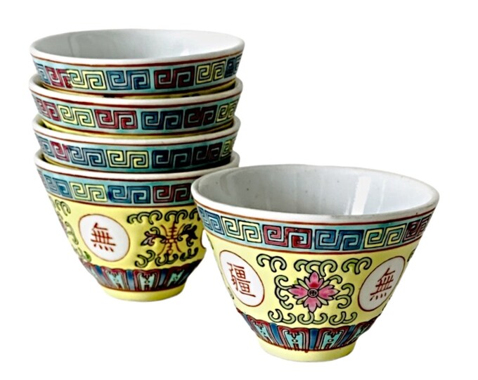 Asian Sake Cup Set Asian Tea Cups Five Chinese Porcelain | Etsy