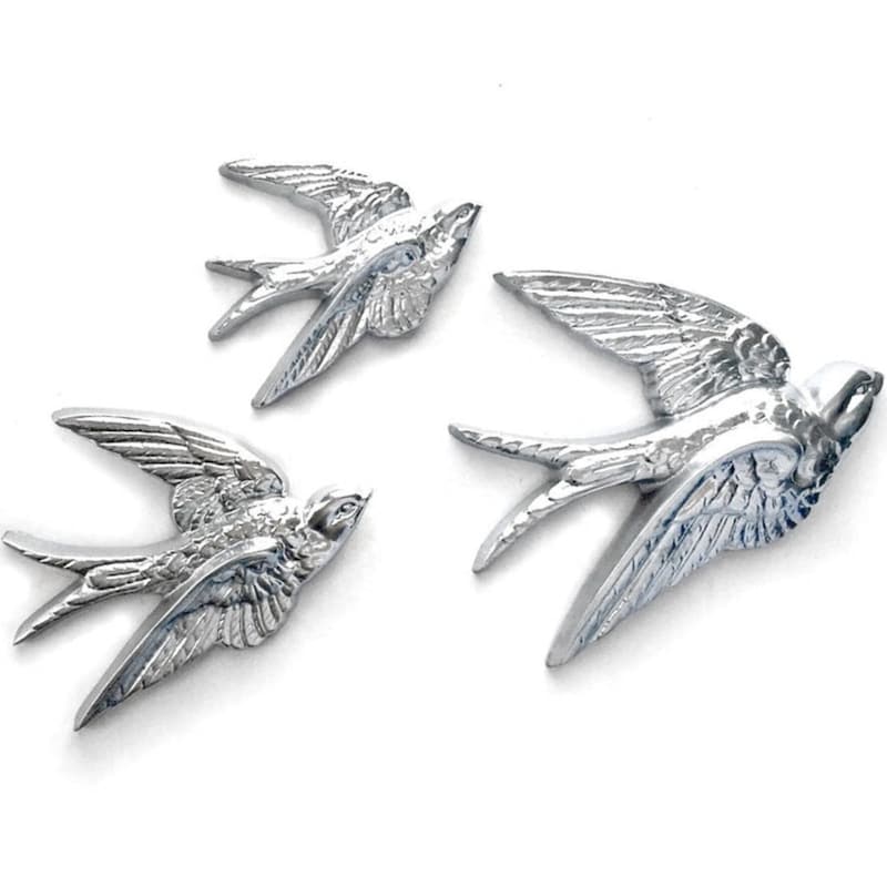 3 Birds Silver Wall Art - Etsy