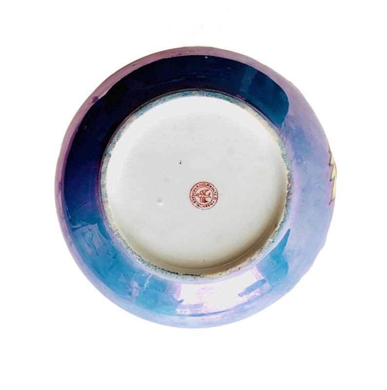 Japan Lusterware Bowl, Orange Blue Lusterware Floral Moth Butterfly ...