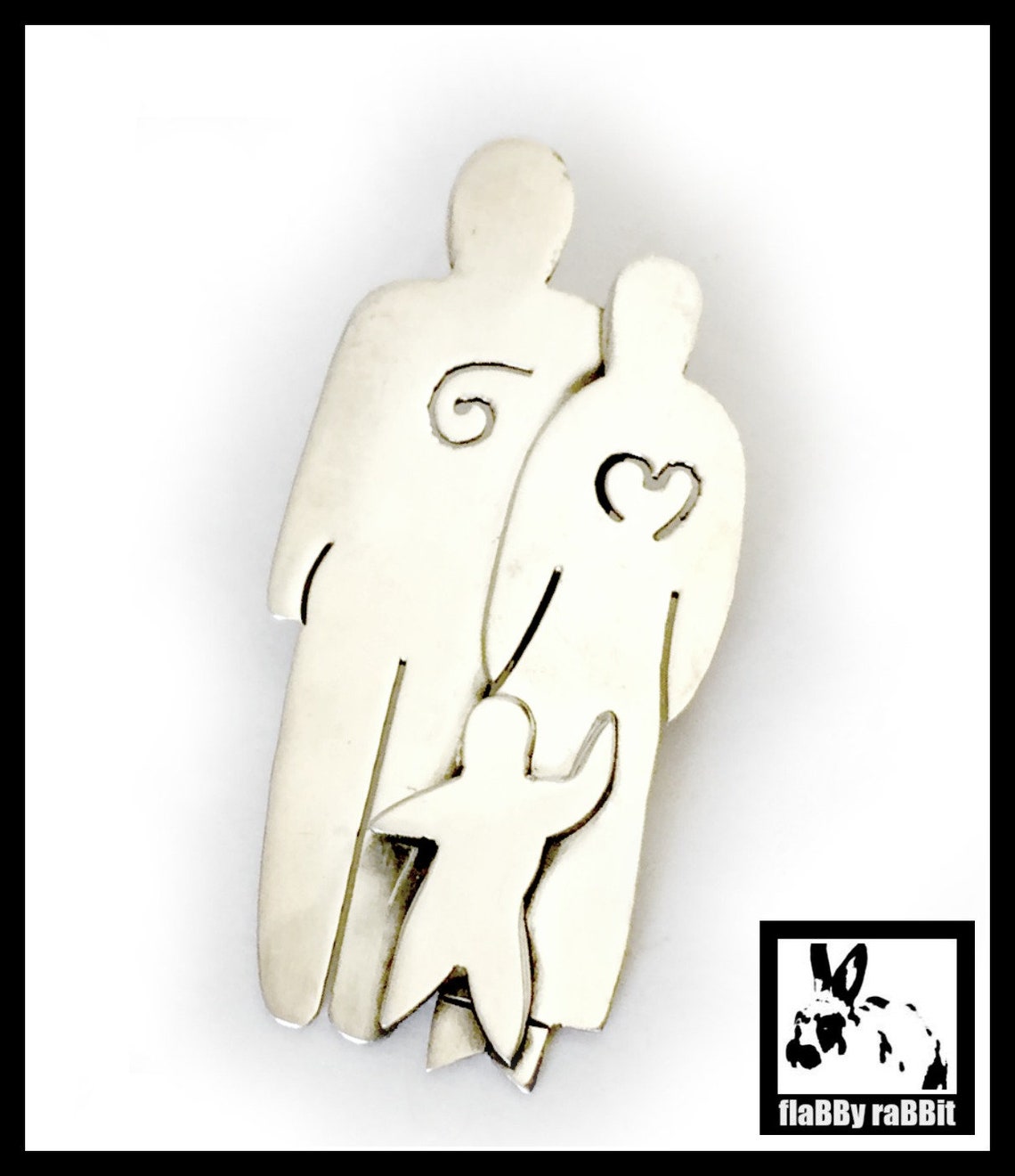 Silver 925 Family Pin Sterling Silver Family of Three Pin - Etsy