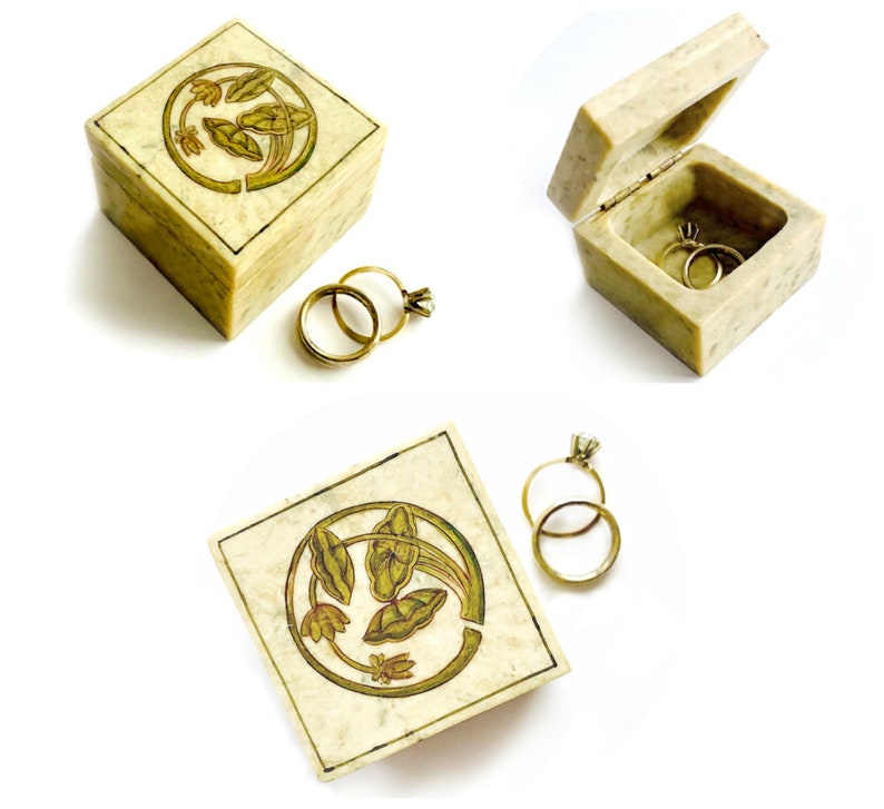 Stone Lily Pad Ring Box Stone Lotus Box Inlay Stone Ring | Etsy