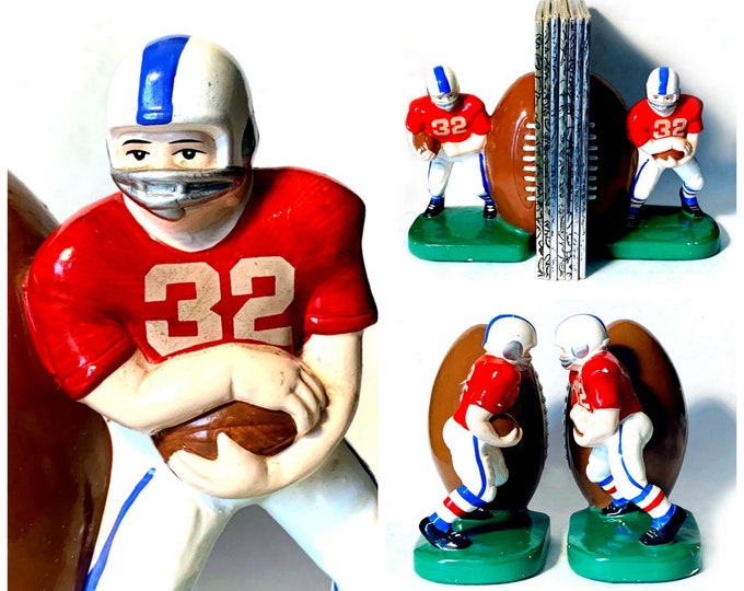 Football Bookends, Vintage Football Book Ends, Child Football Player ...