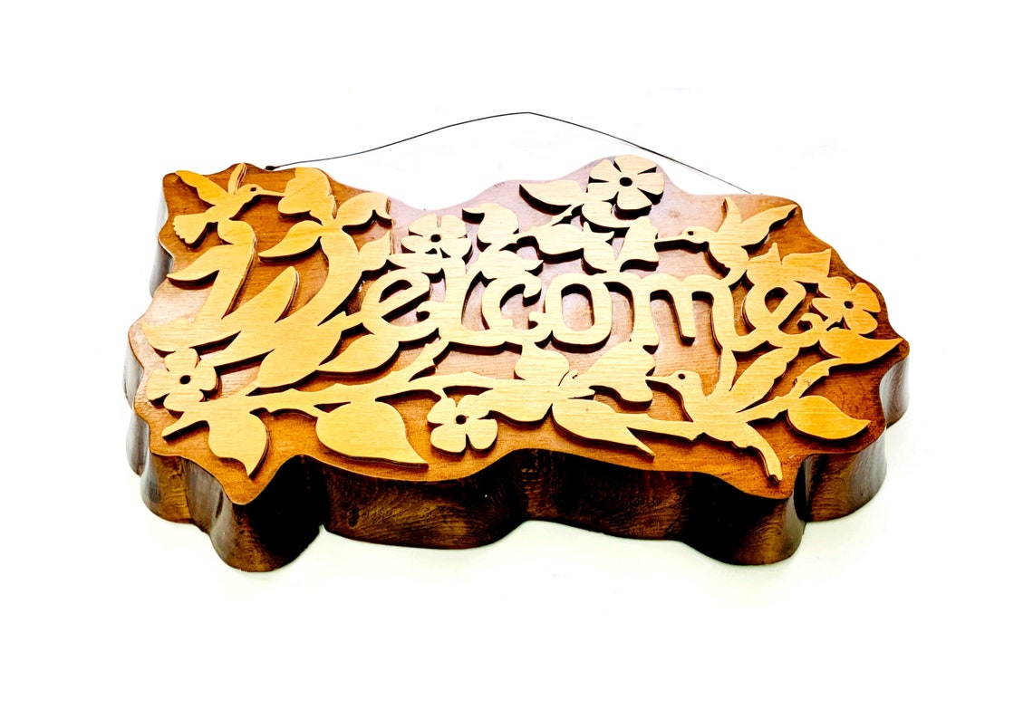 WELCOME Sign Vintage Wood Handcraft Welcome Sign Wood | Etsy