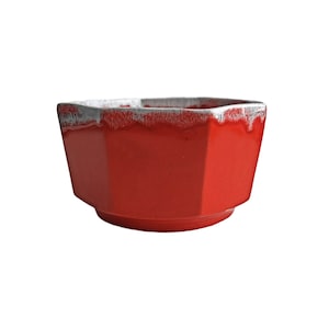 Vintage USA Pottery Red Drip Glaze Octagon Planter, MCM Bonsai Bowl - Etsy