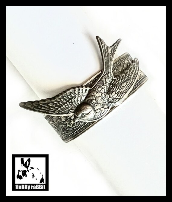 Swallow Bird Cuff Bracelet, Embossed Bird Bracelet Cu… - Gem