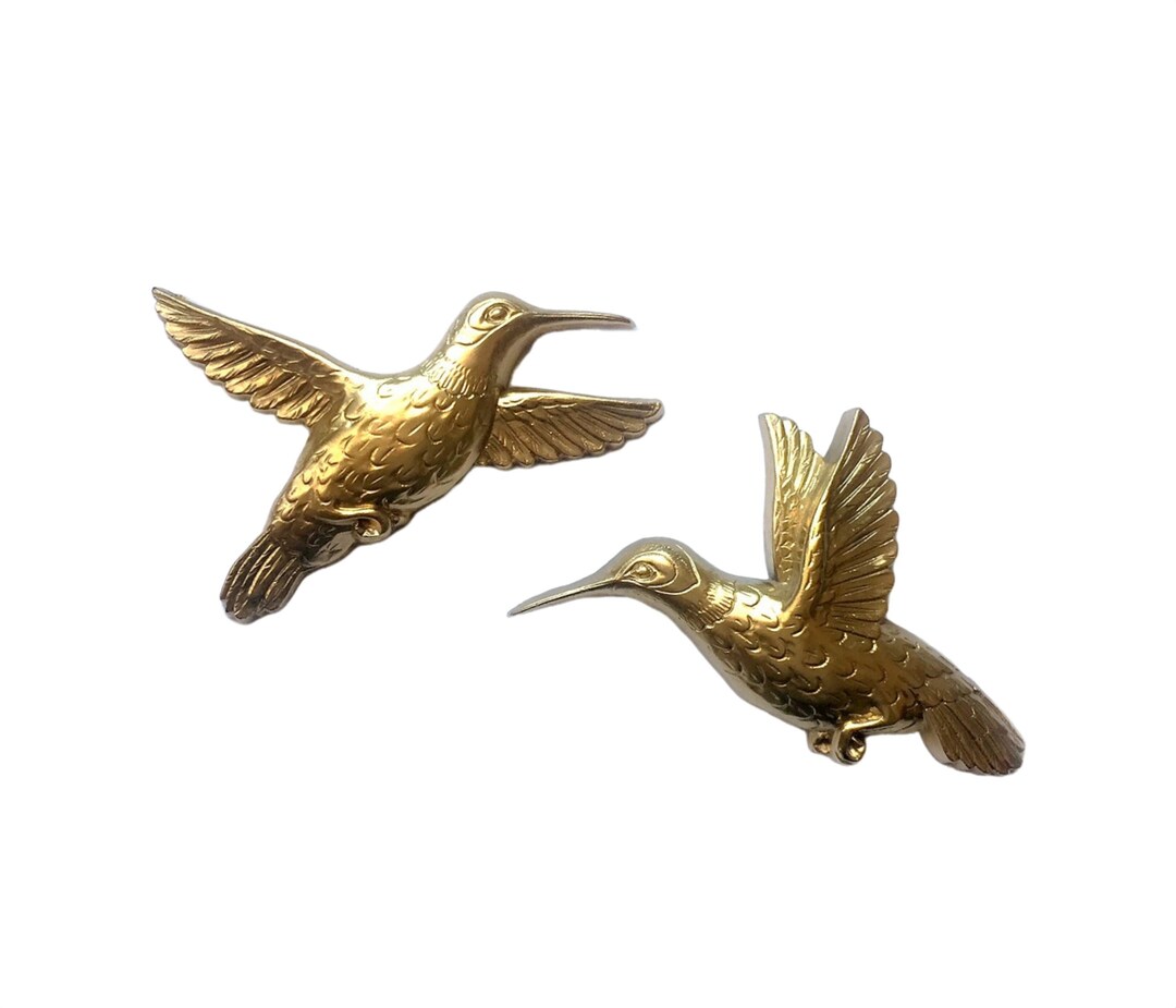 Hummingbird Wall Decor Two Gold Hummingbirds Homco - Etsy