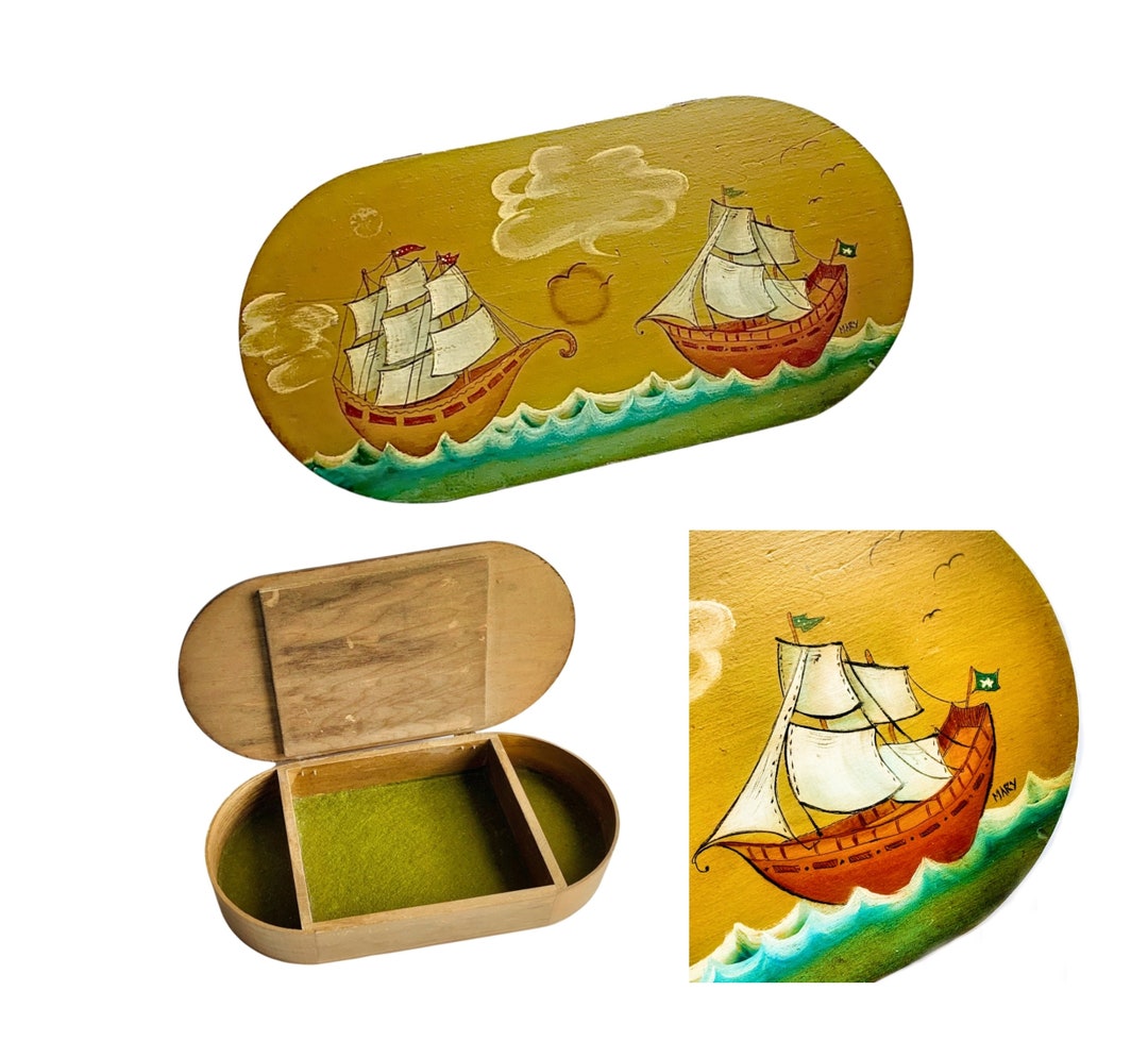 Clipper Ship Box, Vintage Nautical Box, Wood Nautical Box, Nautical ...