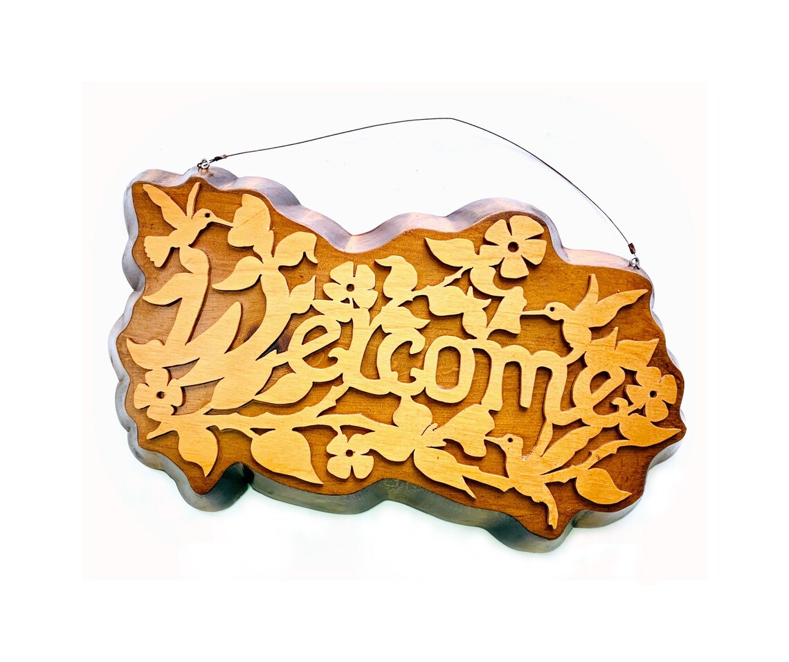 WELCOME Sign Vintage Wood Handcraft Welcome Sign Wood | Etsy