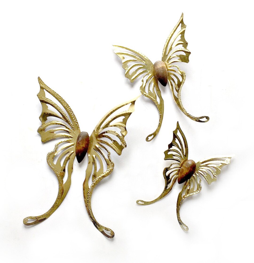 Brass Butterflies Wall Decor Vintage Gold Metal Butterfly - Etsy