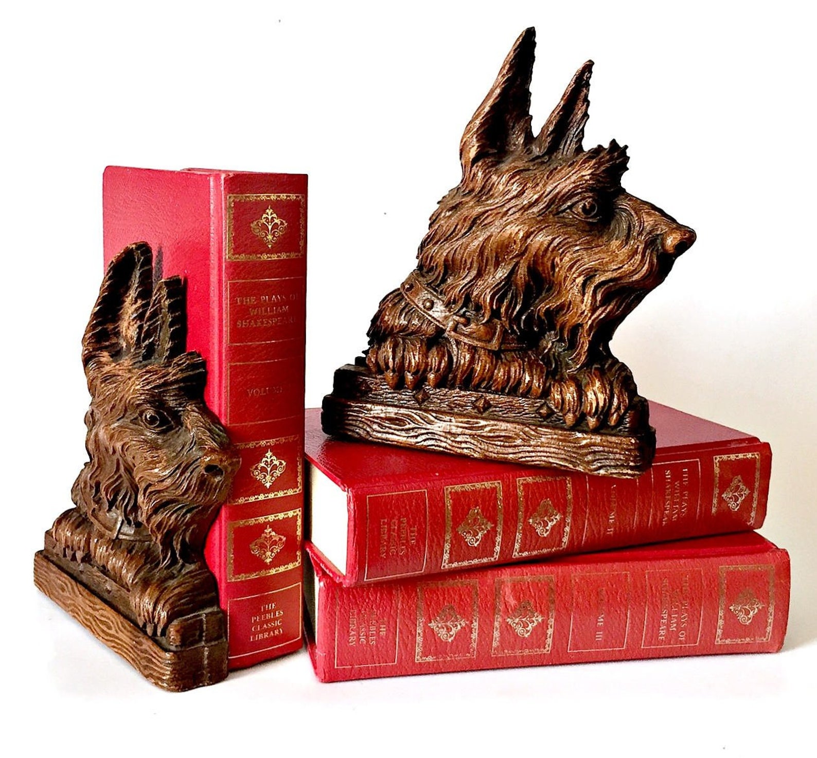Scottish Terrier Bookends Vintage Syroco Bookends Terrier - Etsy