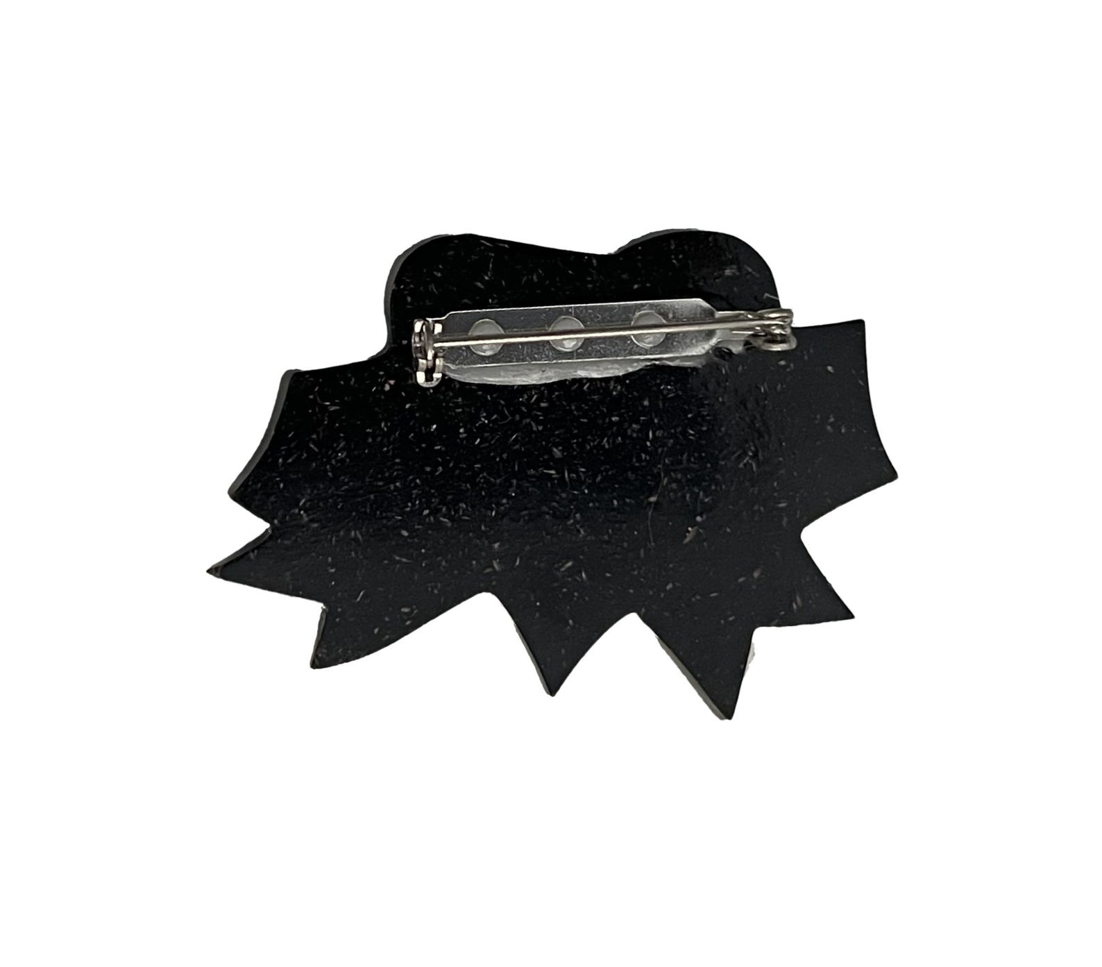 Lee Sands Christmas Holly Brooch, Crushed Stone Green and Gold Glitter ...