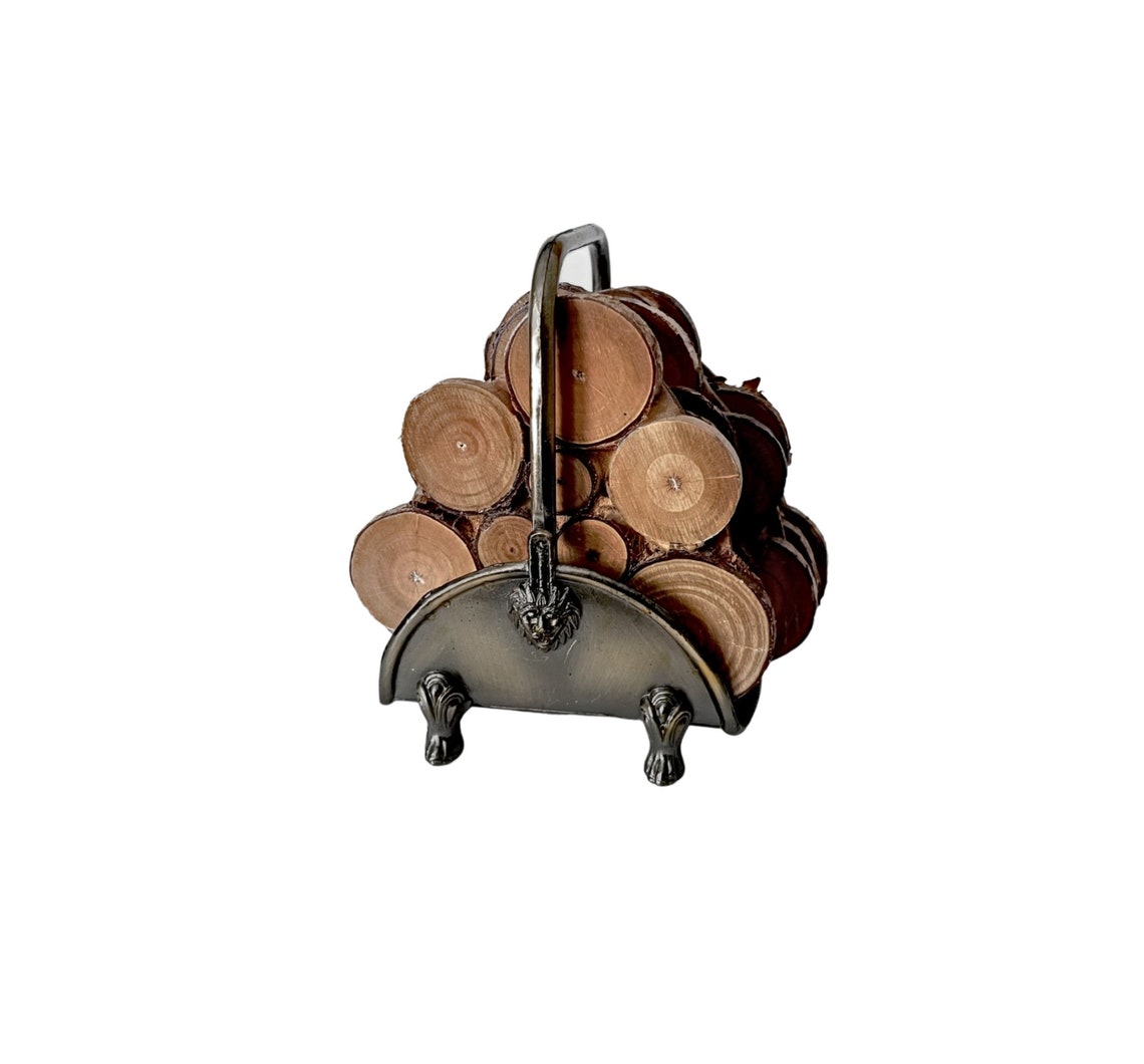 7 Pc Wooden Coaster Set Wooden Log Coasters With Pewter - Etsy