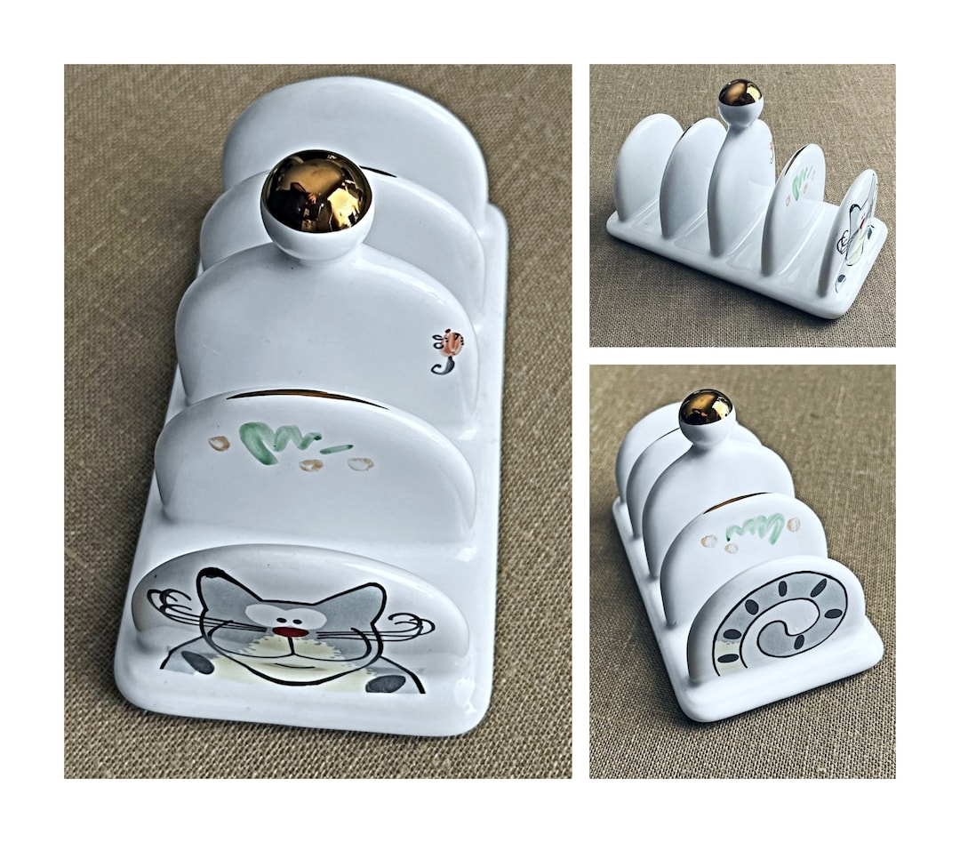 Ceramic Cat Tea Organizer Storage Caddy, Cat Lover Tea Carrier, Signed ...