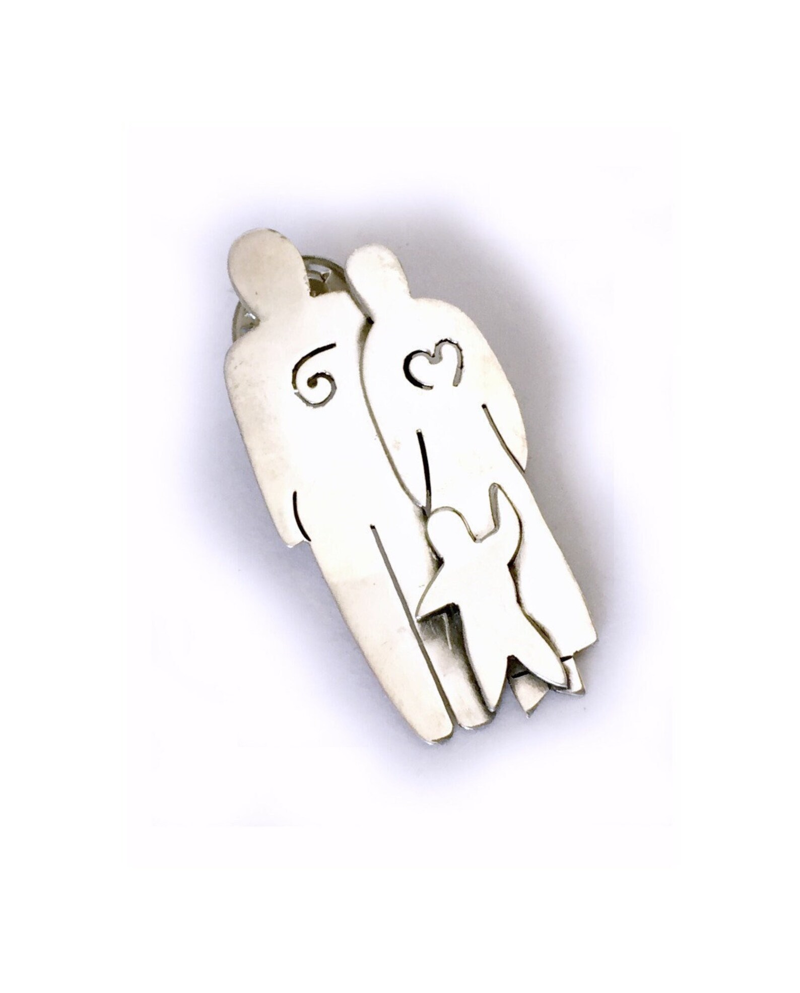 Silver 925 Family Pin Sterling Silver Family of Three Pin - Etsy