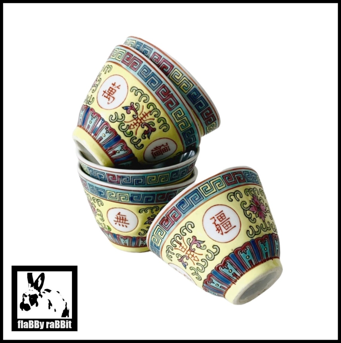 Asian Sake Cup Set Asian Tea Cups Five Chinese Porcelain - Etsy