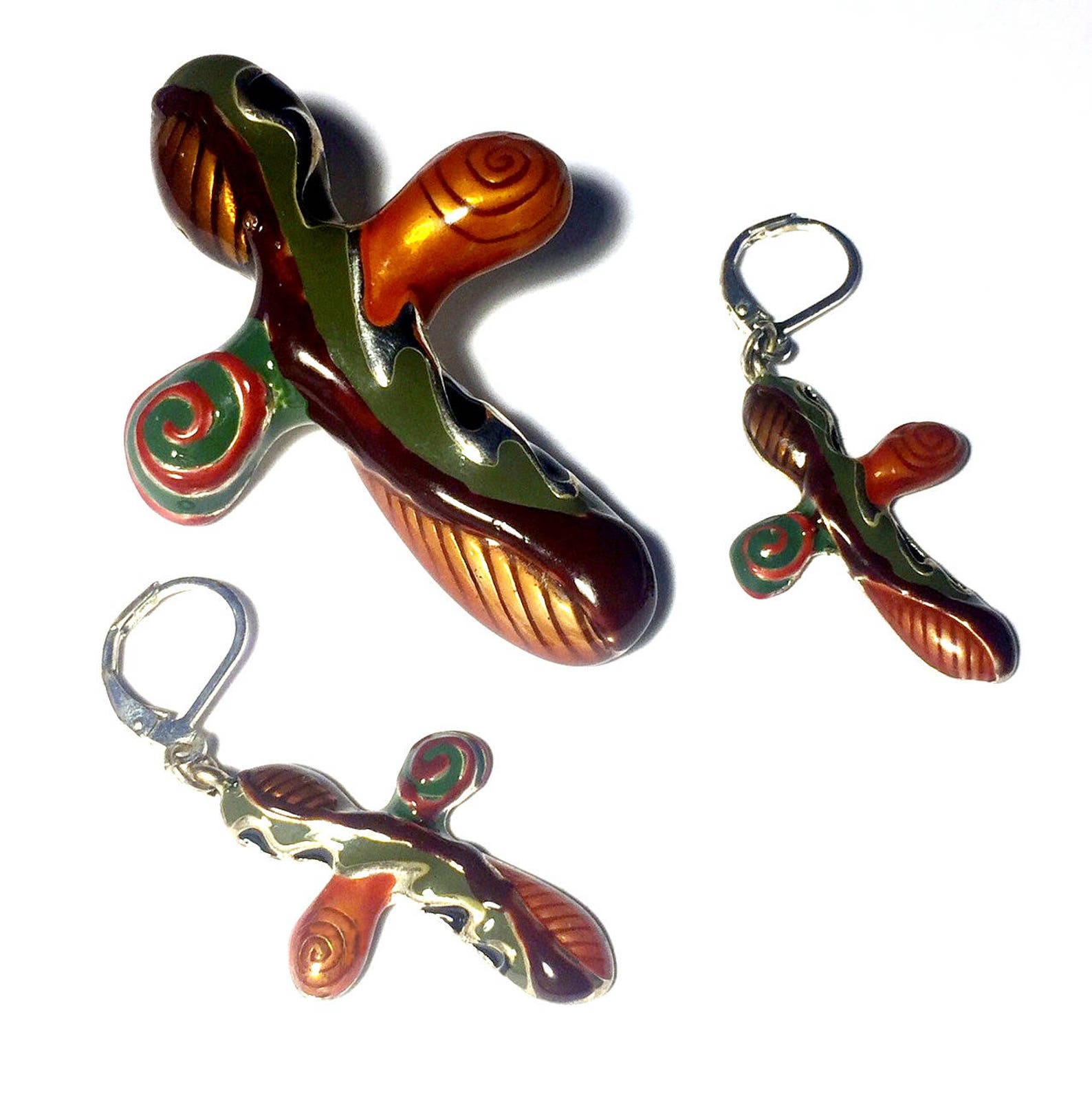 Vintage Enamel Cross Set Enamel Cross Brooch Pendant & - Etsy