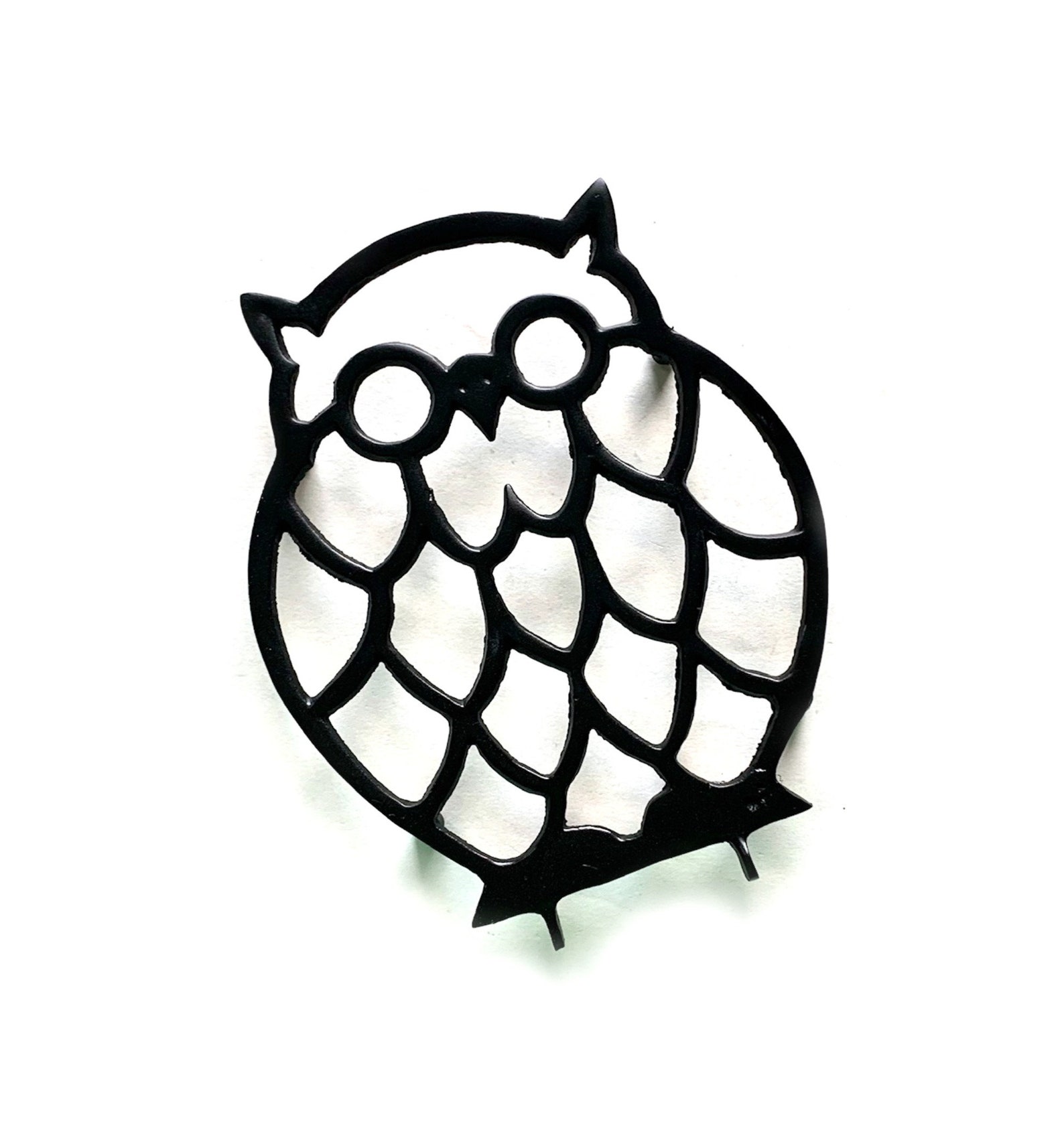 Black Owl Trivet Coated Brass Owl Trivet Owl Shaped Trivet | Etsy