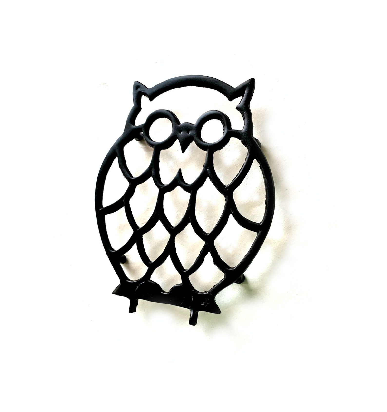 Black Owl Trivet Coated Brass Owl Trivet Owl Shaped Trivet | Etsy