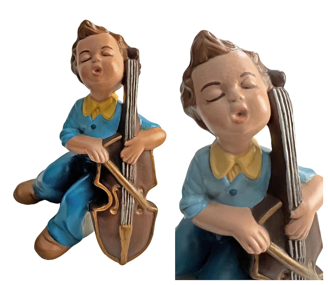 Cello Player Figure, Chalk Ware Cello Player, Chalkware Musician ...