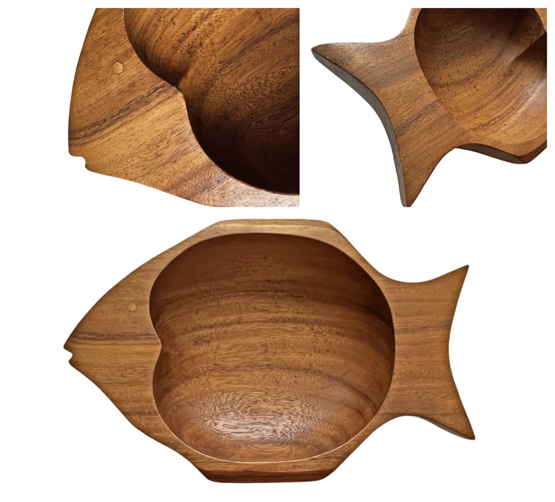Large Wooden Fish Bowl Fish Shaped Wood Bowl Teak Wood Fish - Etsy