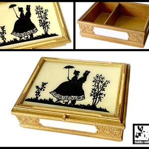 Vintage Lovers Box, Silhouette Lovers Jewelry Box, Lovers Trinket Box ...