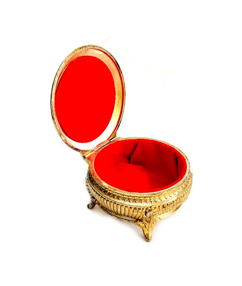 Ornate Gold Red Hinged Box Ornate Gold Tone Box With Red - Etsy