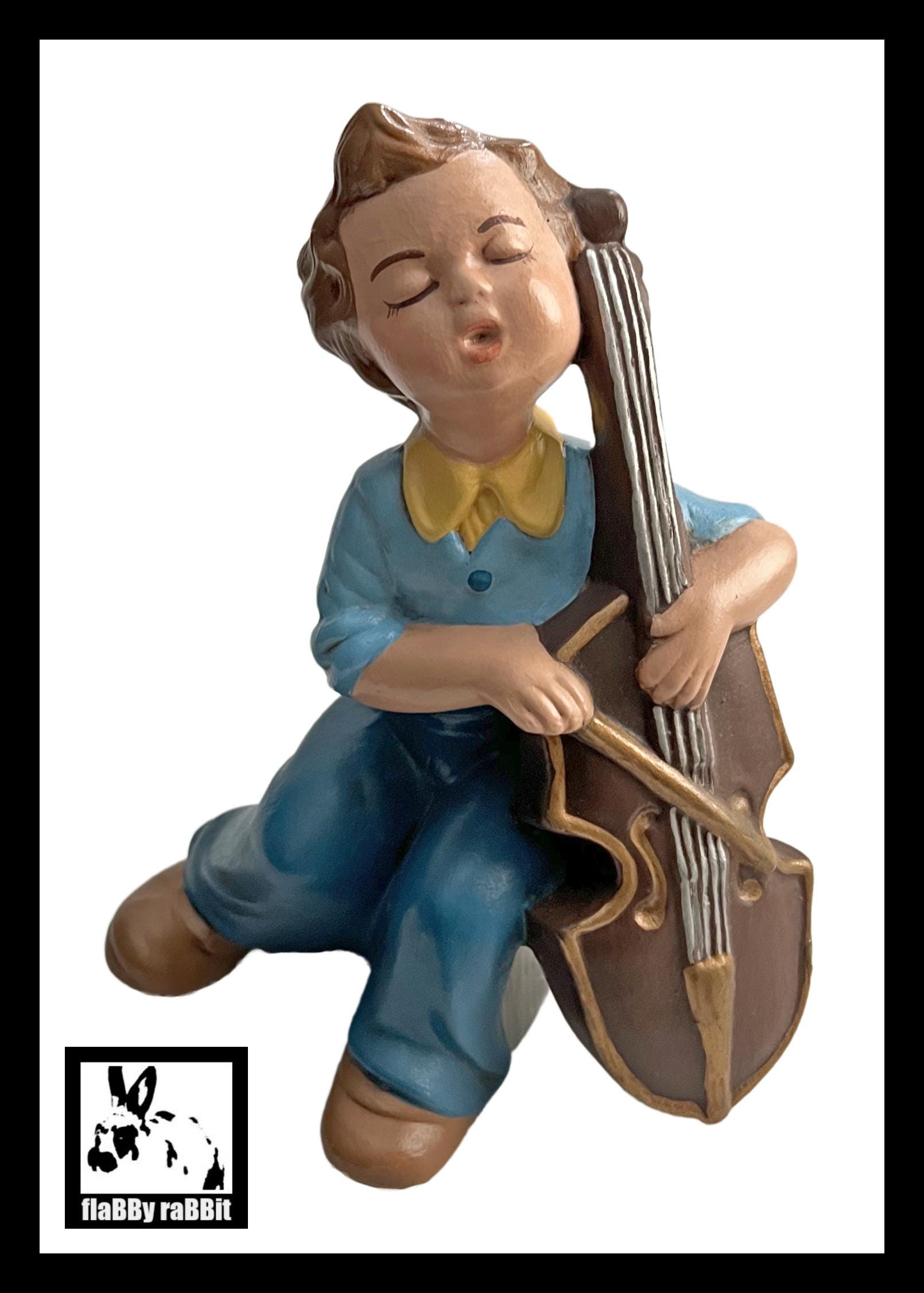 Vintage Chalkware Cello Player Figurine, Blue Boy Musician - Etsy