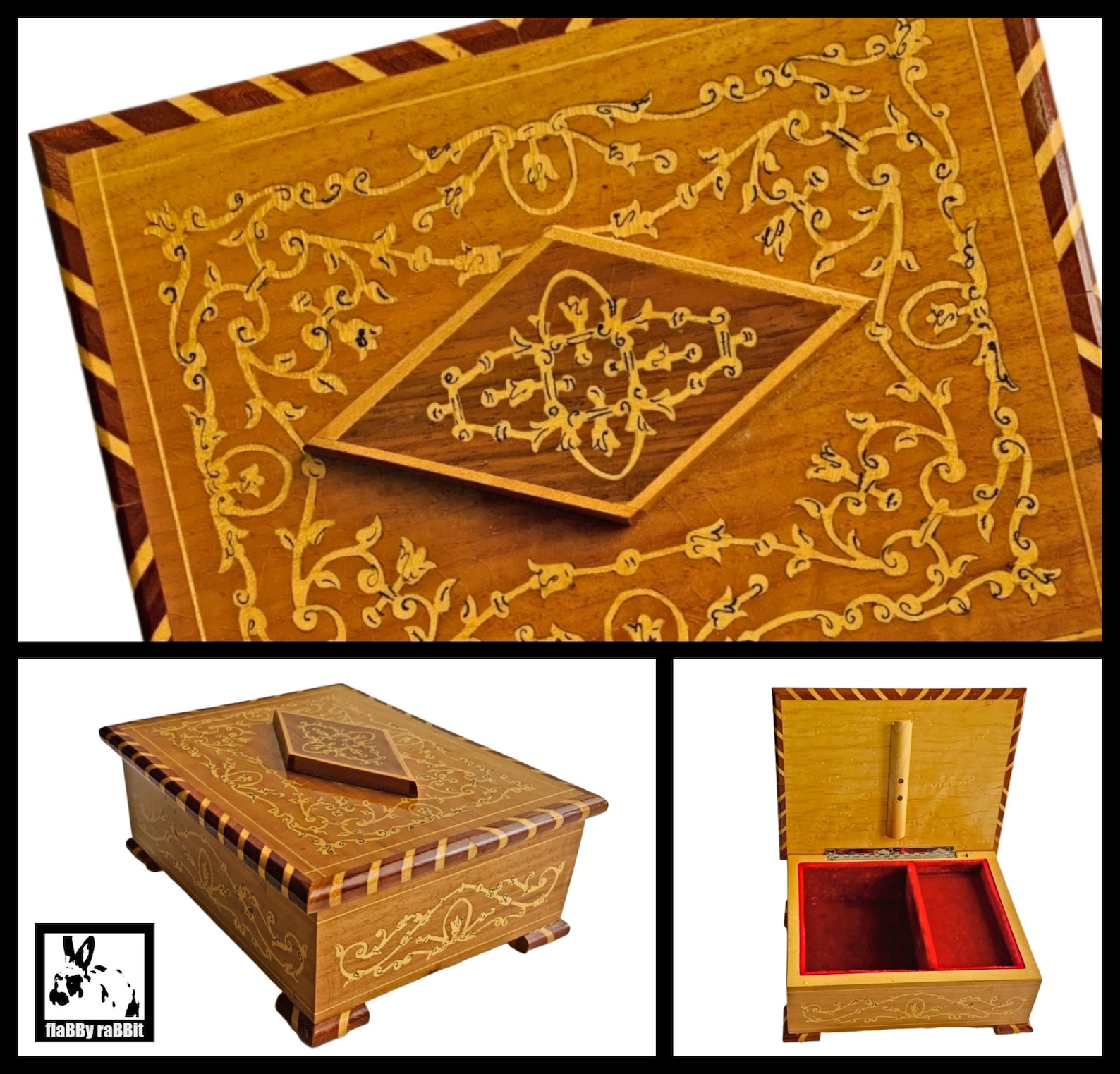 Vintage Inlaid Wood Music Box Italian Wooden Inlay Marquetry - Etsy