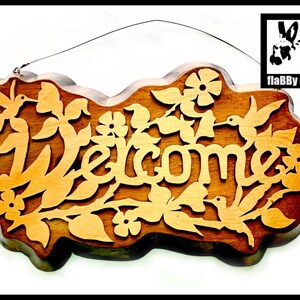 WELCOME Sign, Vintage Wood Handcraft Welcome Sign, Wood Welcome Plaque ...