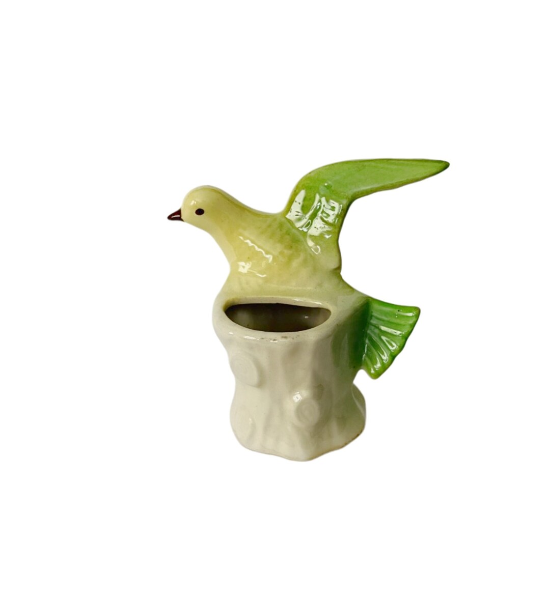 Pastel Bird Planter, Ceramic Bird Planter, Yellow Green Bird Pot, Bird ...