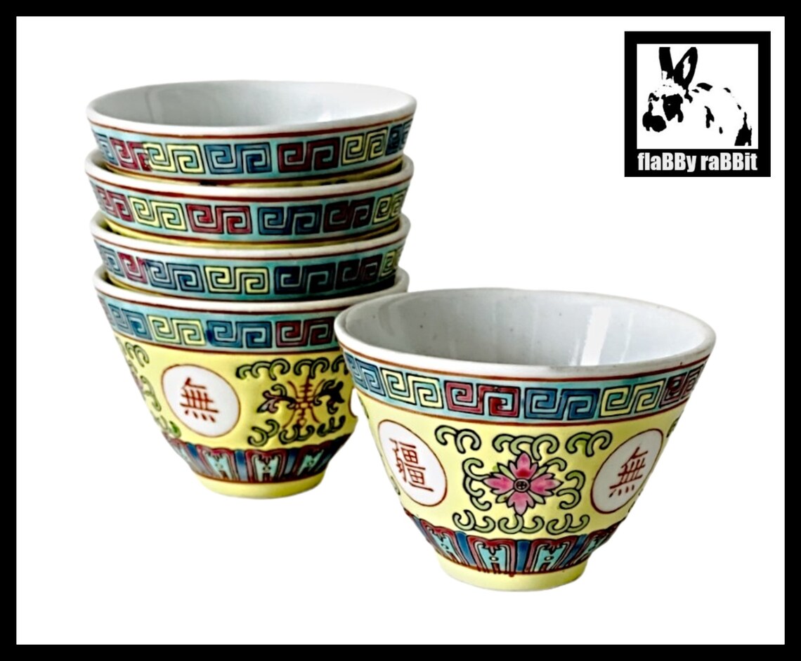 Asian Sake Cup Set Asian Tea Cups Five Chinese Porcelain | Etsy