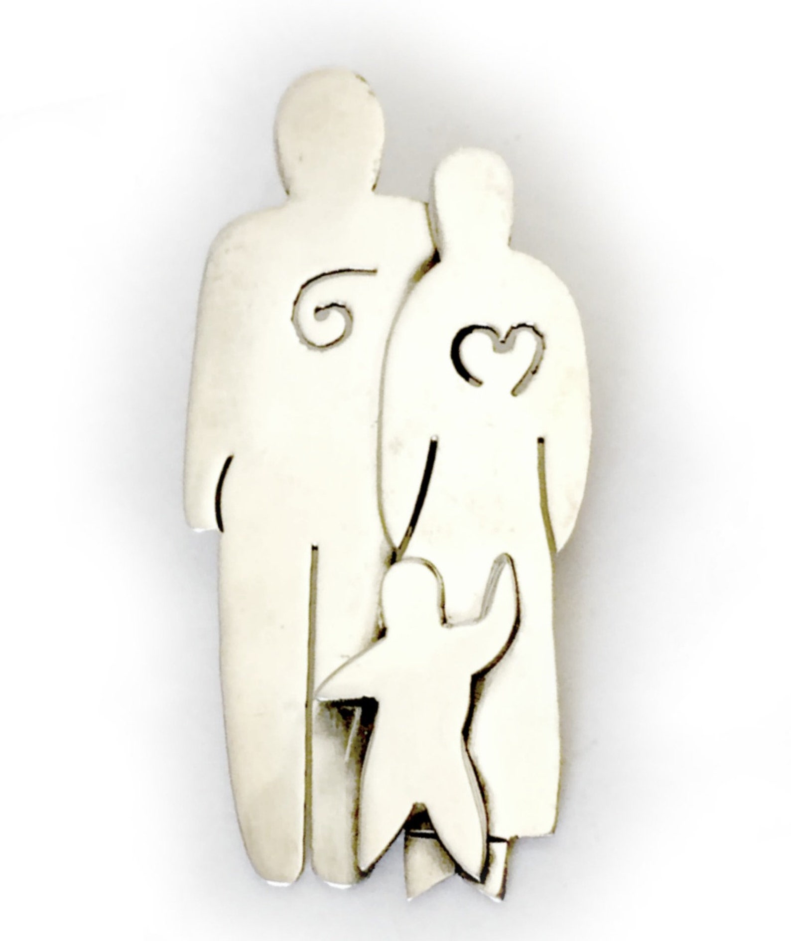 Silver 925 Family Pin Sterling Silver Family of Three Pin - Etsy
