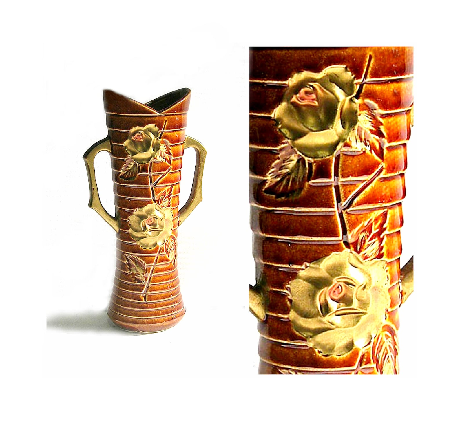 GORGEOUS Enesco Vase Vintage Gold Roses Vintage Enesco Vase - Etsy