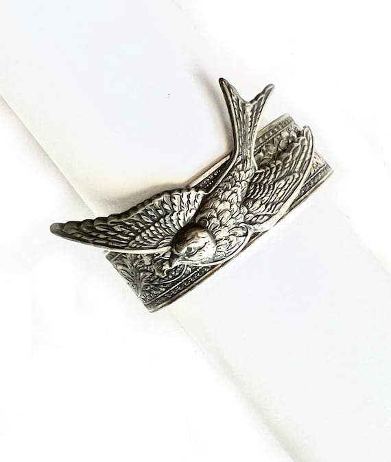 Swallow Bird Cuff Bracelet, Embossed Bird Bracelet Cu… - Gem