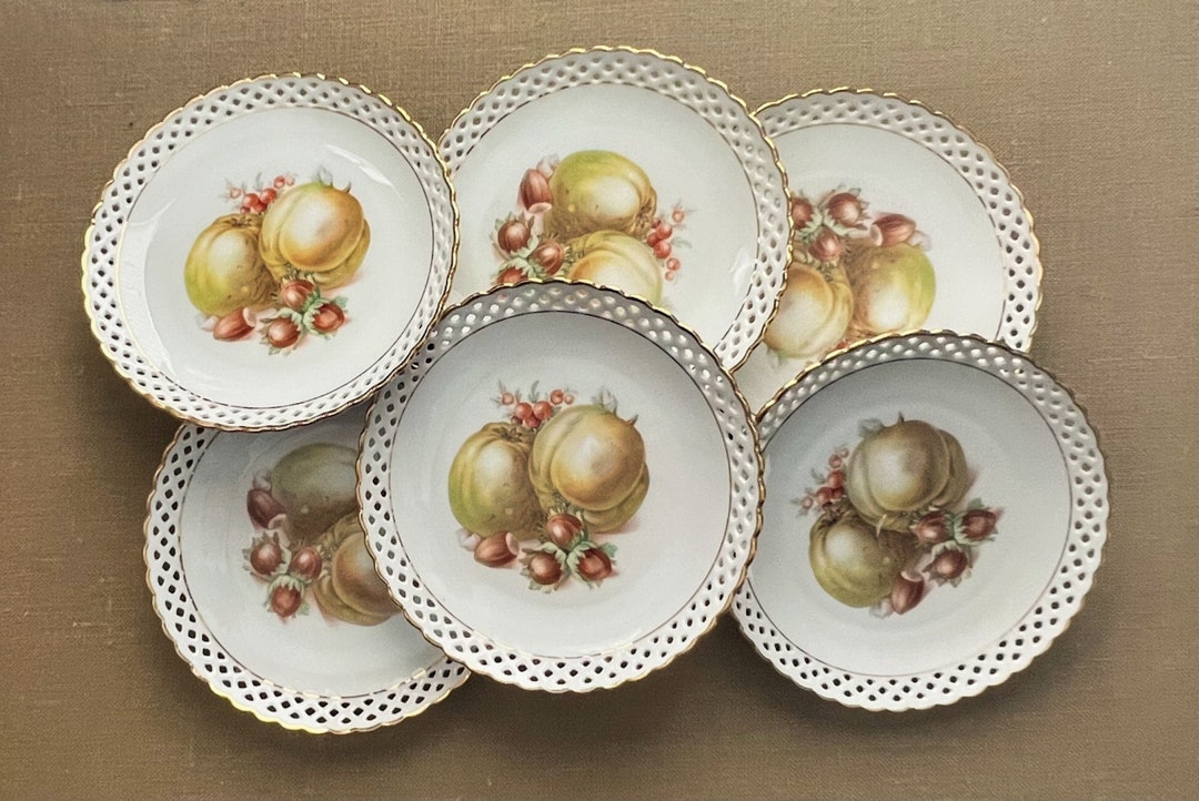 German Plate Set, Schumann Arzberg German Plates, Six 6 Lattice Edge ...