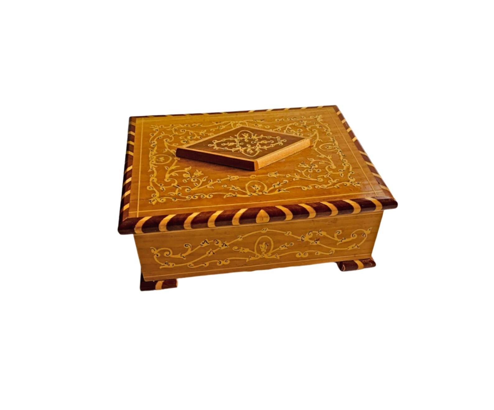 Vintage Inlaid Wood Music Box Italian Wooden Inlay Marquetry - Etsy