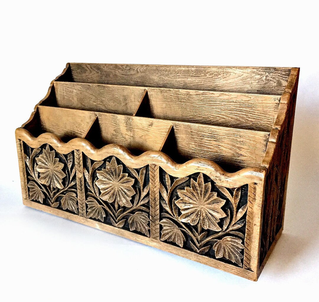 Faux Carved Mail Sorter Vintage Mail Caddy Letter Sorter - Etsy