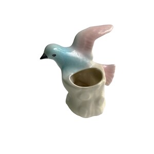 Pastel Bird Planter, Ceramic Bluebird Planter, Blue Pink Bird Pot, Bird ...