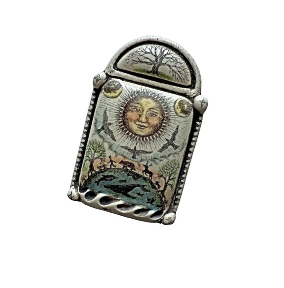 Rachel Badeau Etched Faux Scrimshaw Brooch, Nature Et… - Gem