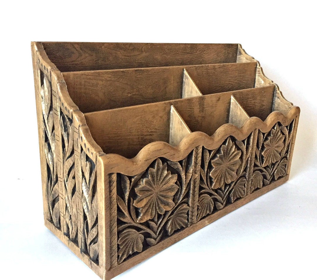 Faux Carved Mail Sorter Vintage Mail Caddy Letter Sorter - Etsy