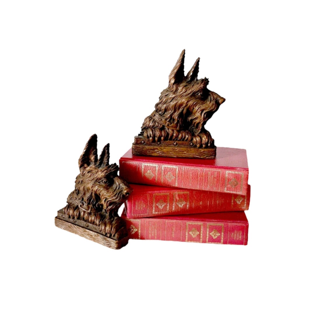 Scottish Terrier Bookends, Vintage Syroco Bookends, Terrier Dog ...