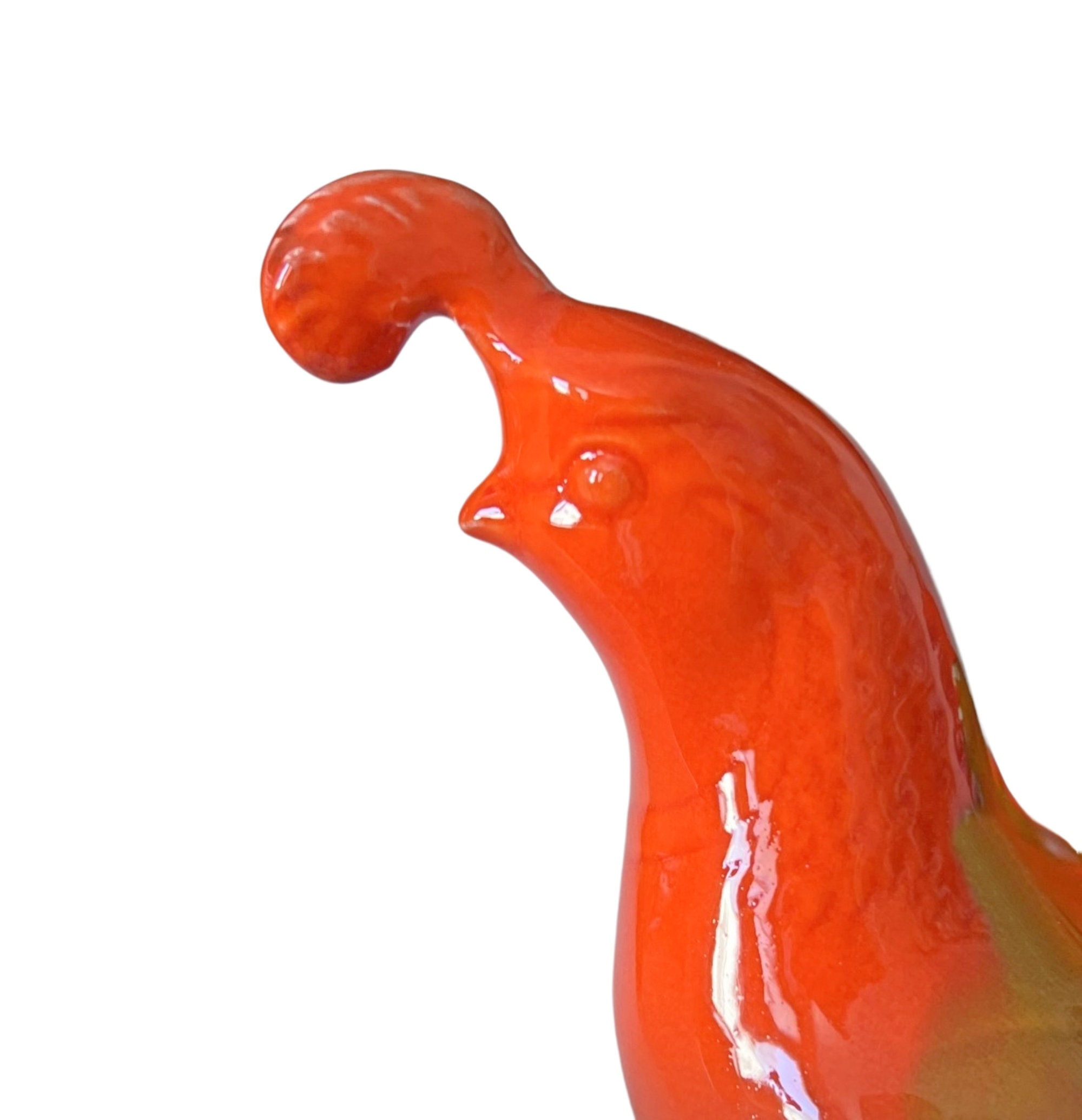 TWO Orange Glazed Mid Century Quails DeForest of California Glazed Art ...