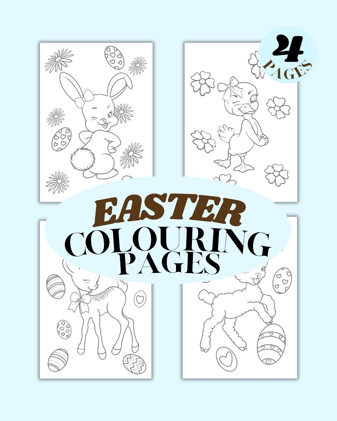 Easter Sassy Farm Animals Digital / Printable Colouring Pages - Etsy